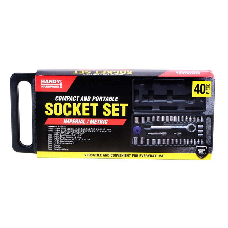 Socket Set w/ Case, 40pc – Cheap as Chips