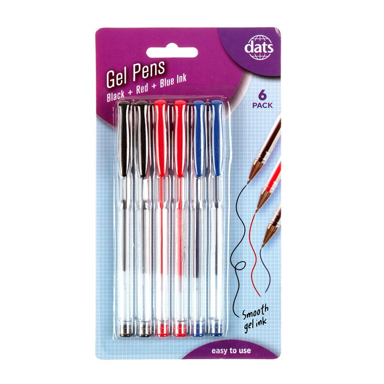 Gel Pens, Mixed, 6pk – Cheap as Chips