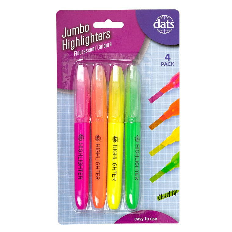 Jumbo Highlighters, 4pk – Cheap as Chips