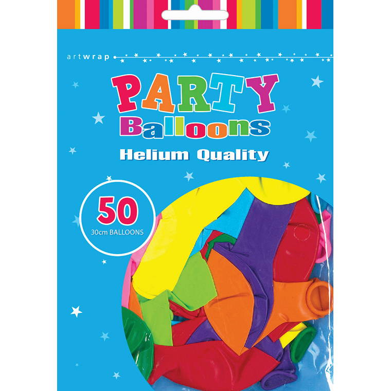 Balloon 30cm, Assorted, 50pk – Cheap as Chips