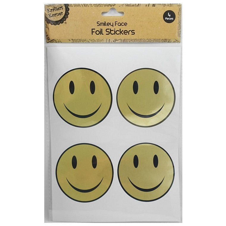 Foil Smiley Face Stickers, Gold or Silver – Cheap as Chips