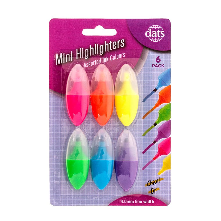 Mini Highlighters, 6pk – Cheap as Chips