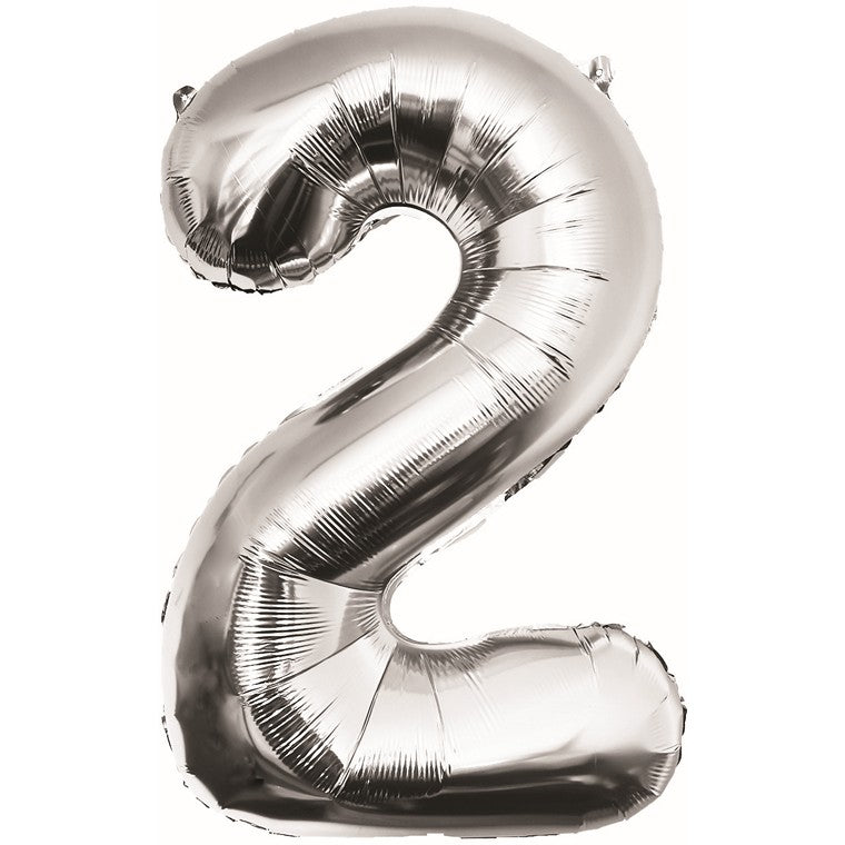 Number Foil Balloon, Silver, 2 – Cheap as Chips