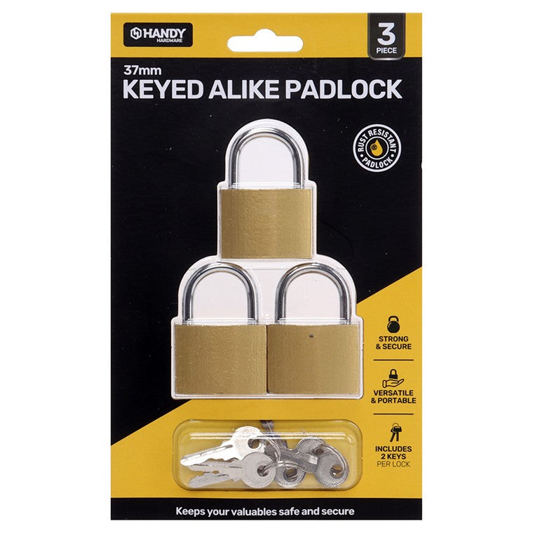 Keyed Alike Padlock, 37mm, 3pk – Cheap as Chips