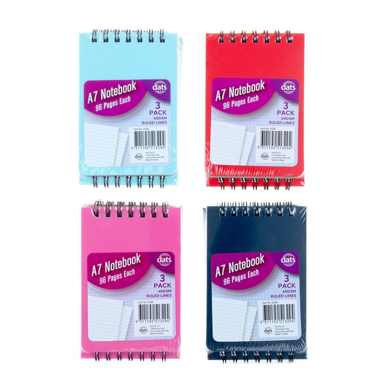 Notebook, A7, 3pk, Asstd – Cheap as Chips